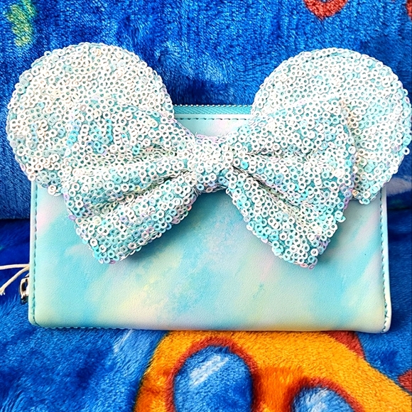 Loungefly | Bags | Loungefly Disney Minnie Mouse Blue Sequined Wallet ...